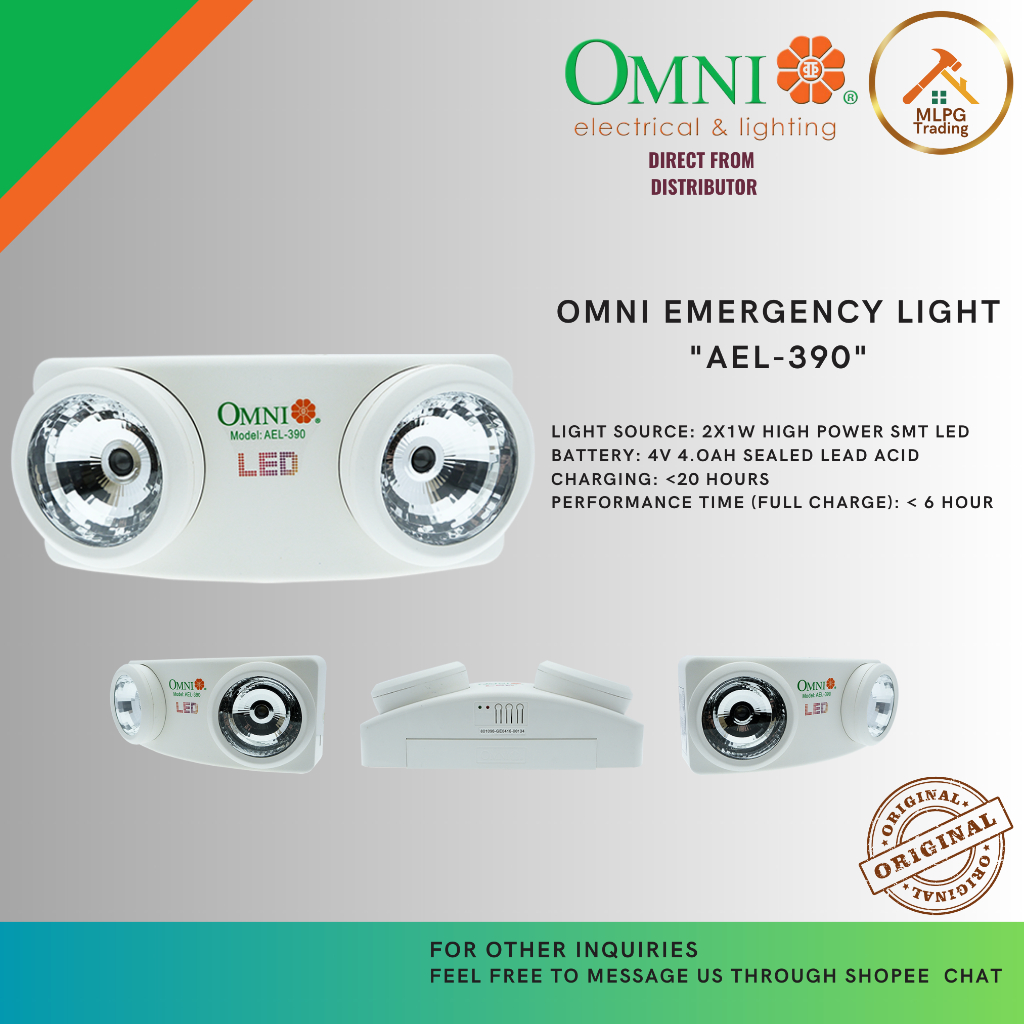 OMNI Portable Automatic Emergency Light (AEL-390) | Shopee Philippines