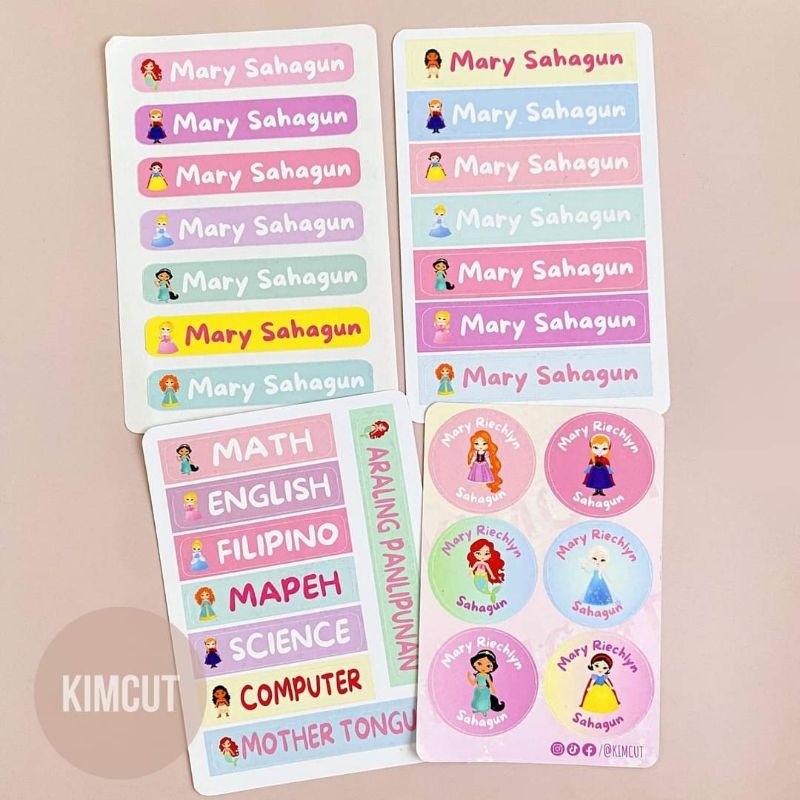 4 SETS OF PERSONALIZED NAME LABEL sticker with subjects | Shopee ...