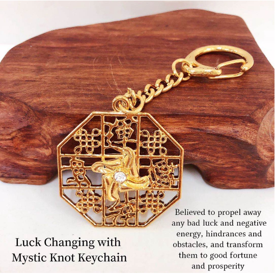 Fengshui LUCK CHANGING FAN WITH MYSTIC KNOT KEYCHAIN | Shopee Philippines