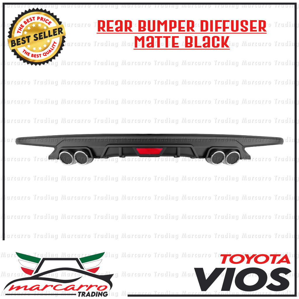 TOYOTA VIOS 2019 to 2022 XLE, E, J, G Rear Bumper Diffuser Matte Black ...