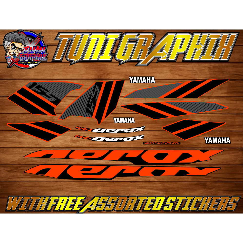 Aerox 155 v1 (Stock Decals 001) ORANGE | Shopee Philippines