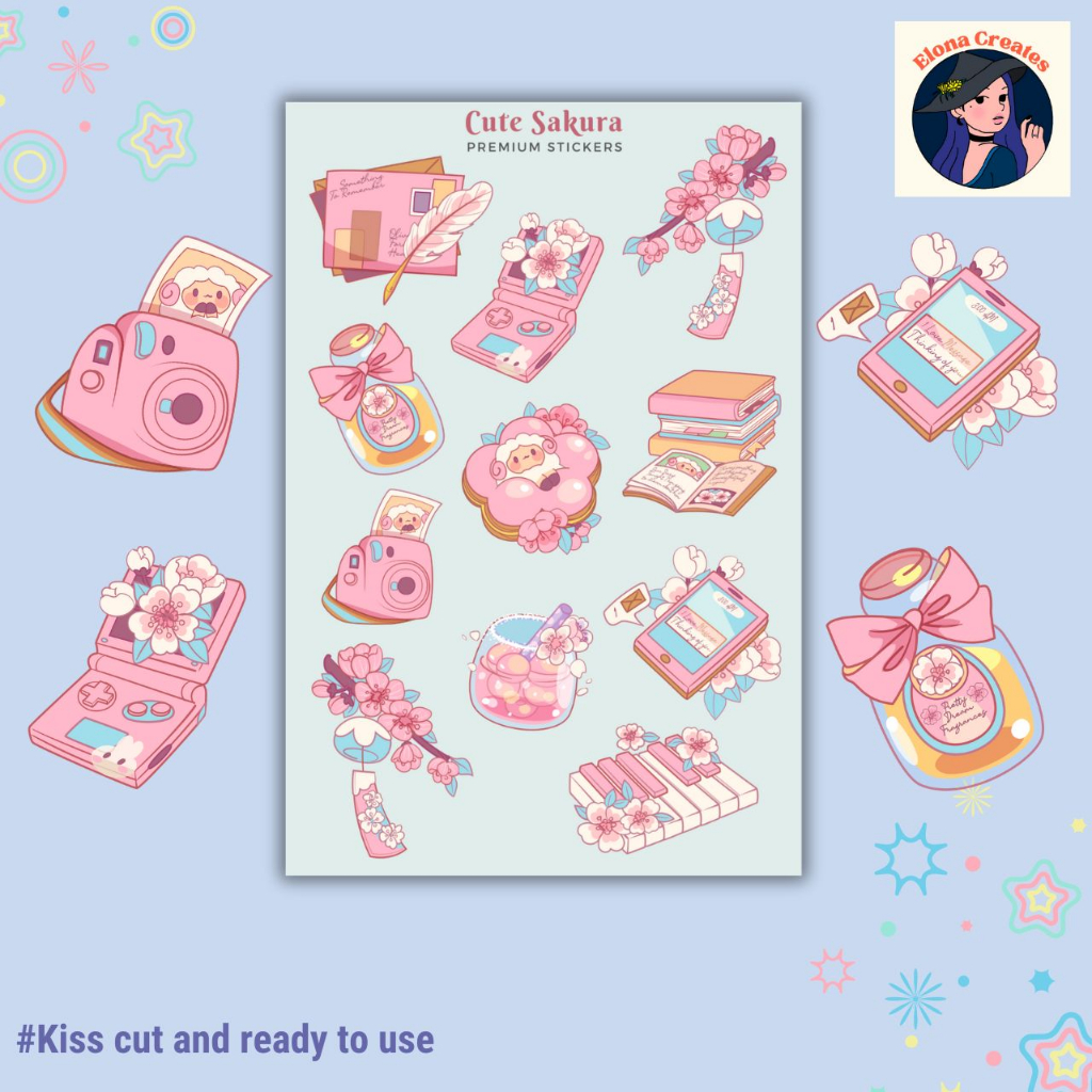 Cute Sakura Deco Sticker Sheet EC-1156 | Shopee Philippines