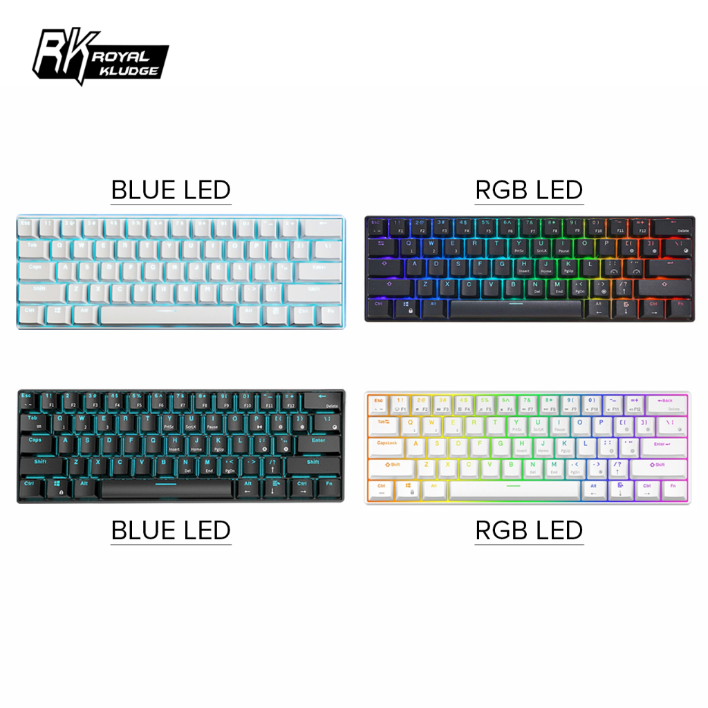 RK Royal Kludge RK61 60% Wireless Keyboard Dual-Mode Hot-Swappable ...