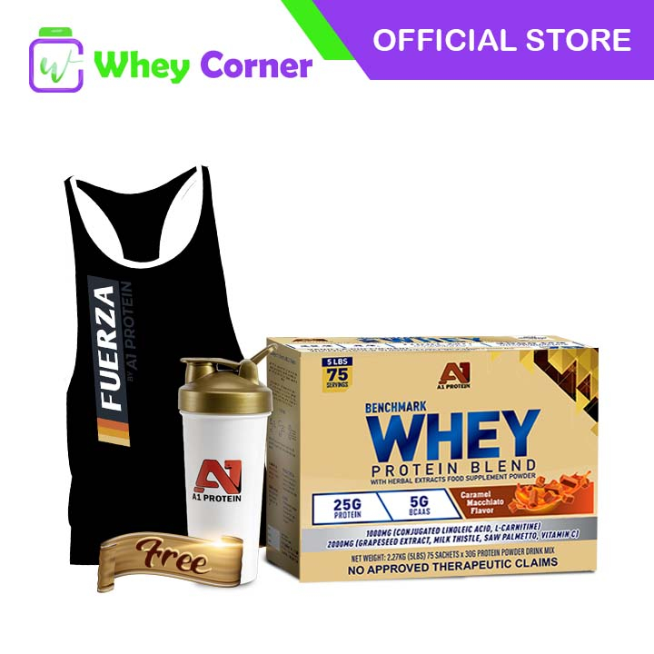 A1 Protein Benchmark Whey 75 Servings Free tank top or Shaker Caramel ...