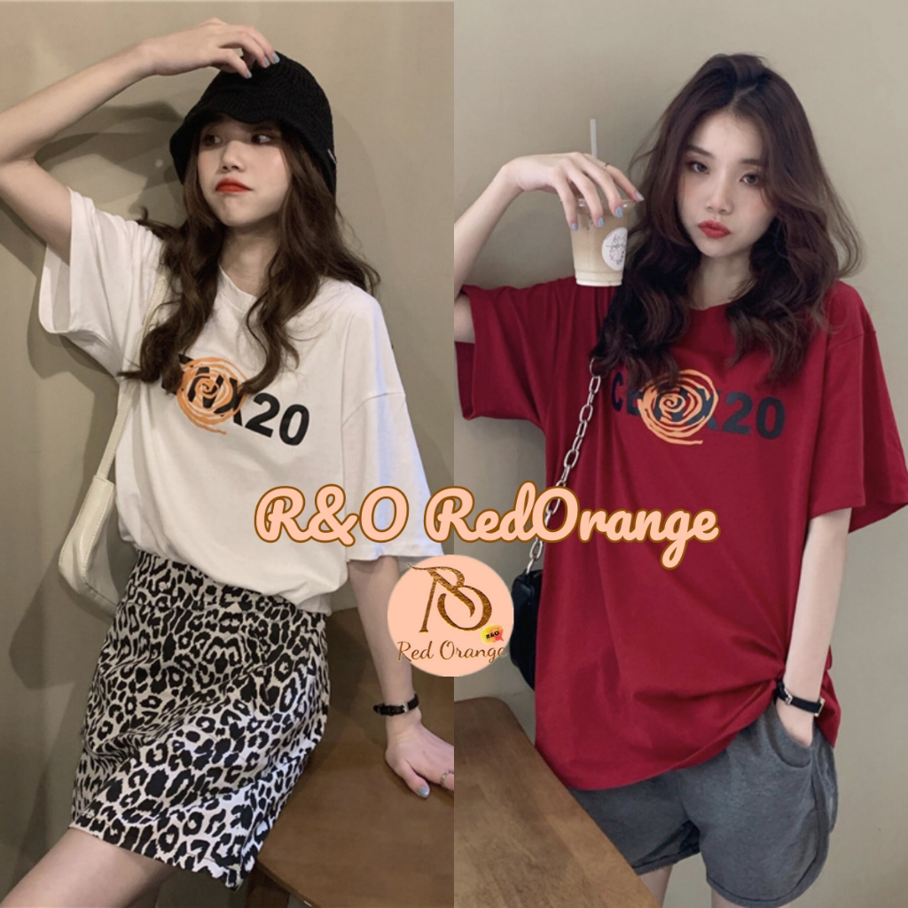 R&O Korean Style Red Maroon Casual Tshirt Tops Short Sleeve Round Neck ...