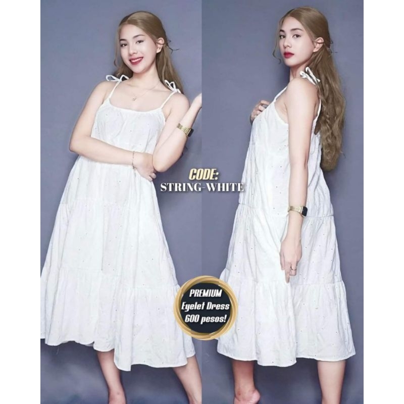 Best Seller Classy Eyelet String Style Dress( Small-2XL) | Shopee Philippines