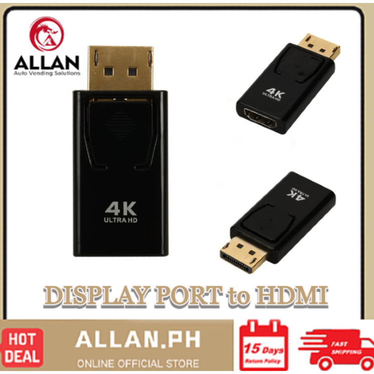 Allan 4K Displayport To HDMI Adapter Connector Video Audio Converter ...