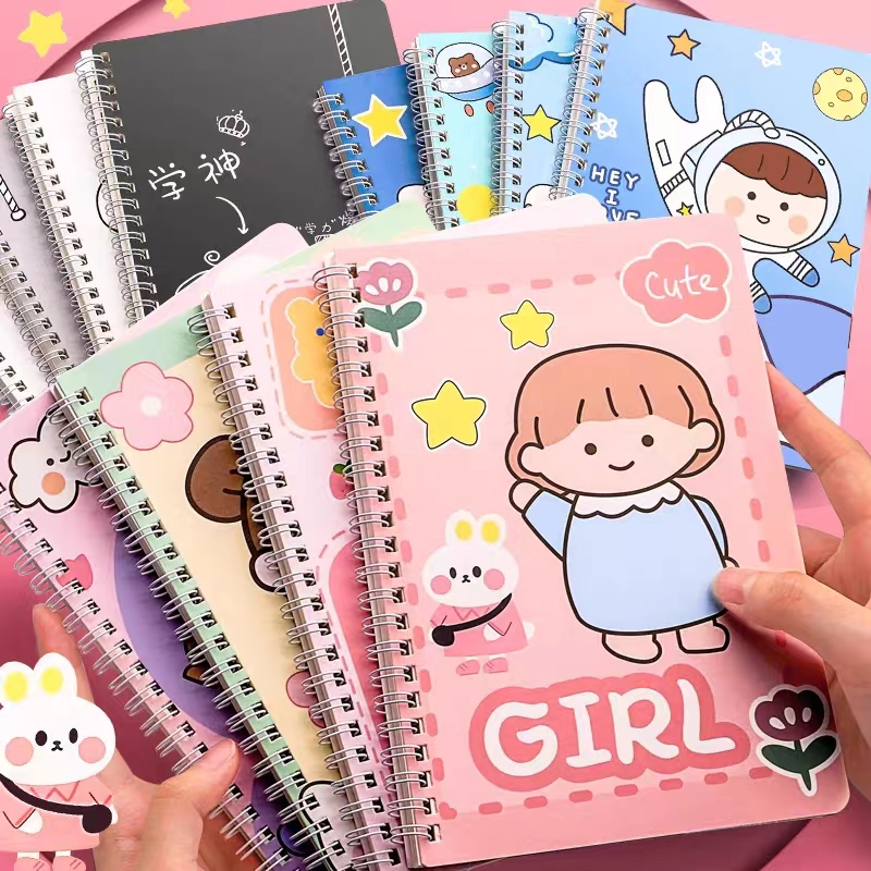 A5 Cute Spiral Notebook Cartoon Coil Notebook 60 Sheets Notebook School ...