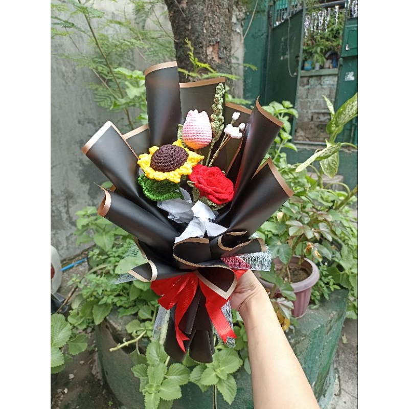 CROCHET FLOWERS ( sunflower/Rose/Tulip) | Shopee Philippines