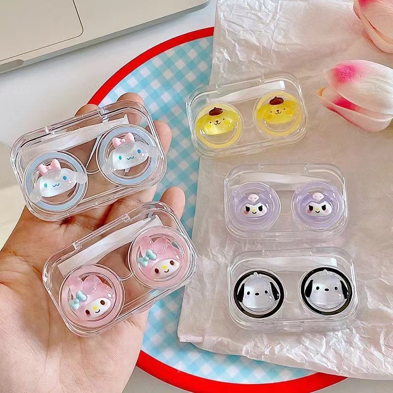 Fine Flash Transparent Contact Lens Case Cute Cartoon Bow Portable ...