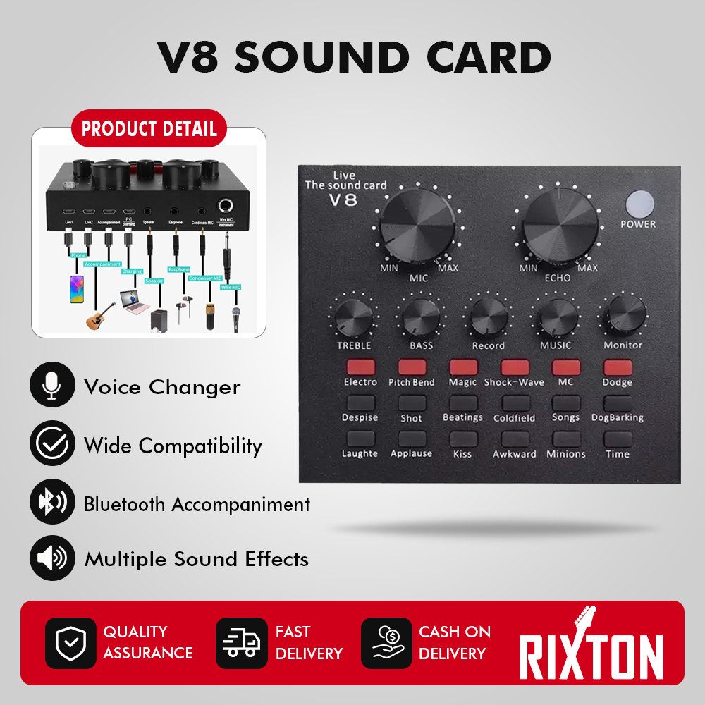 RIXTON V8S/F998 Audio Mixer External Sound Cards Headset Microphone ...