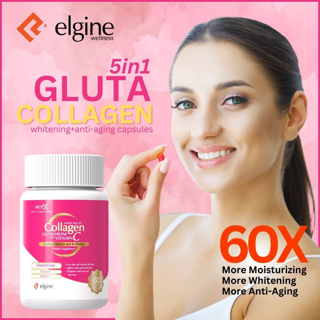 Elgine Wellness White Glow Collagen + Gluta + Vit C 60 Caplets Food ...