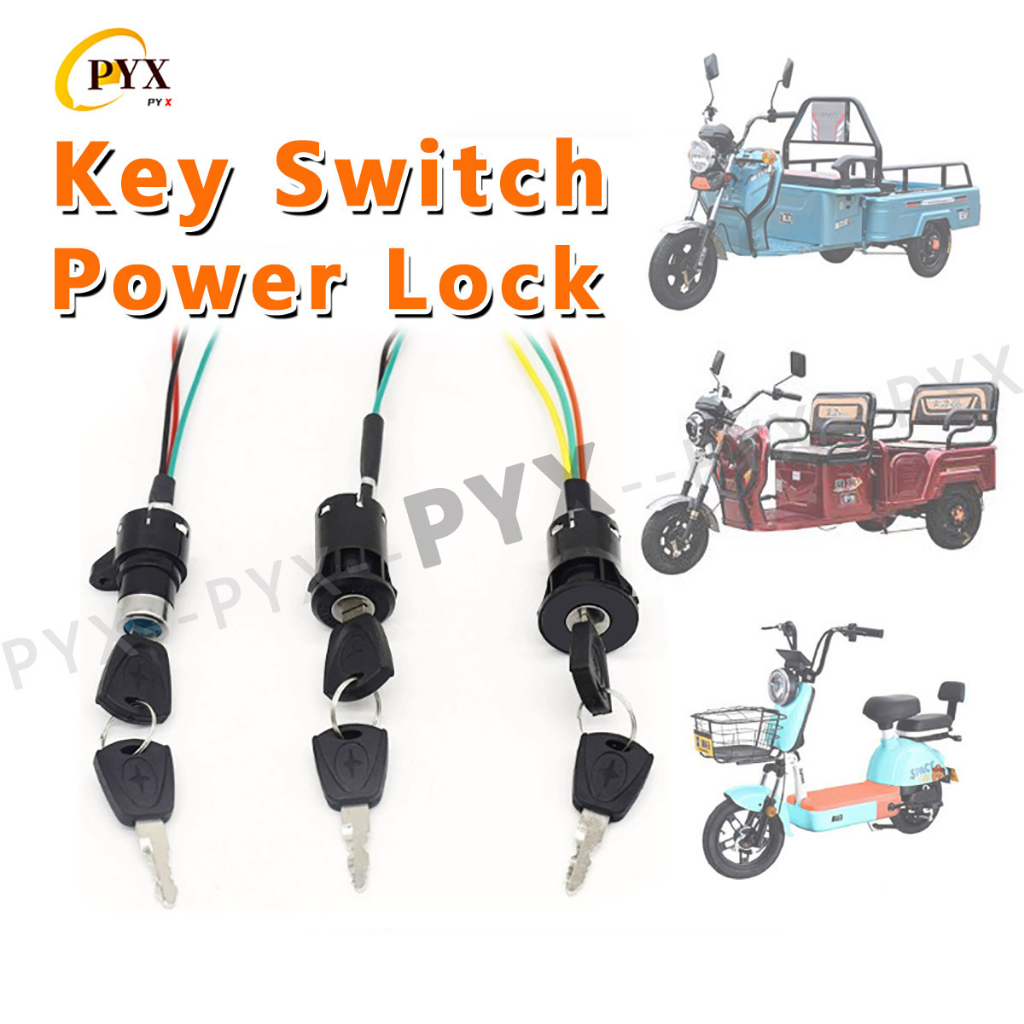 Electric Bicycle Tricycle Ignition Switch Key Power Lock for E-Scooter ...