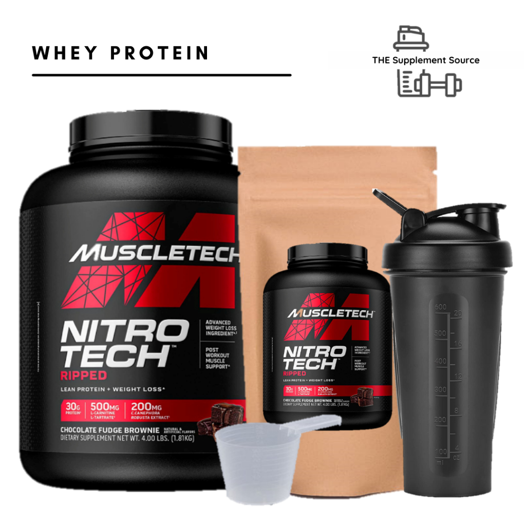 Muscletech Nitrotech Ripped Whey Protein 1lb, 2lbs with Shaker | Shopee ...