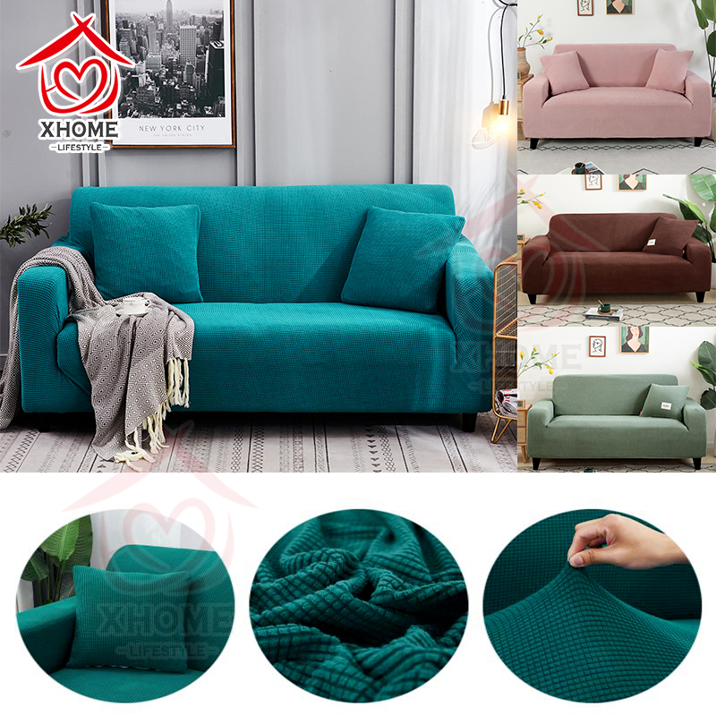 Thick Cotton plain sofa cover set 1 2 3 4 seater l shape stretchable ...