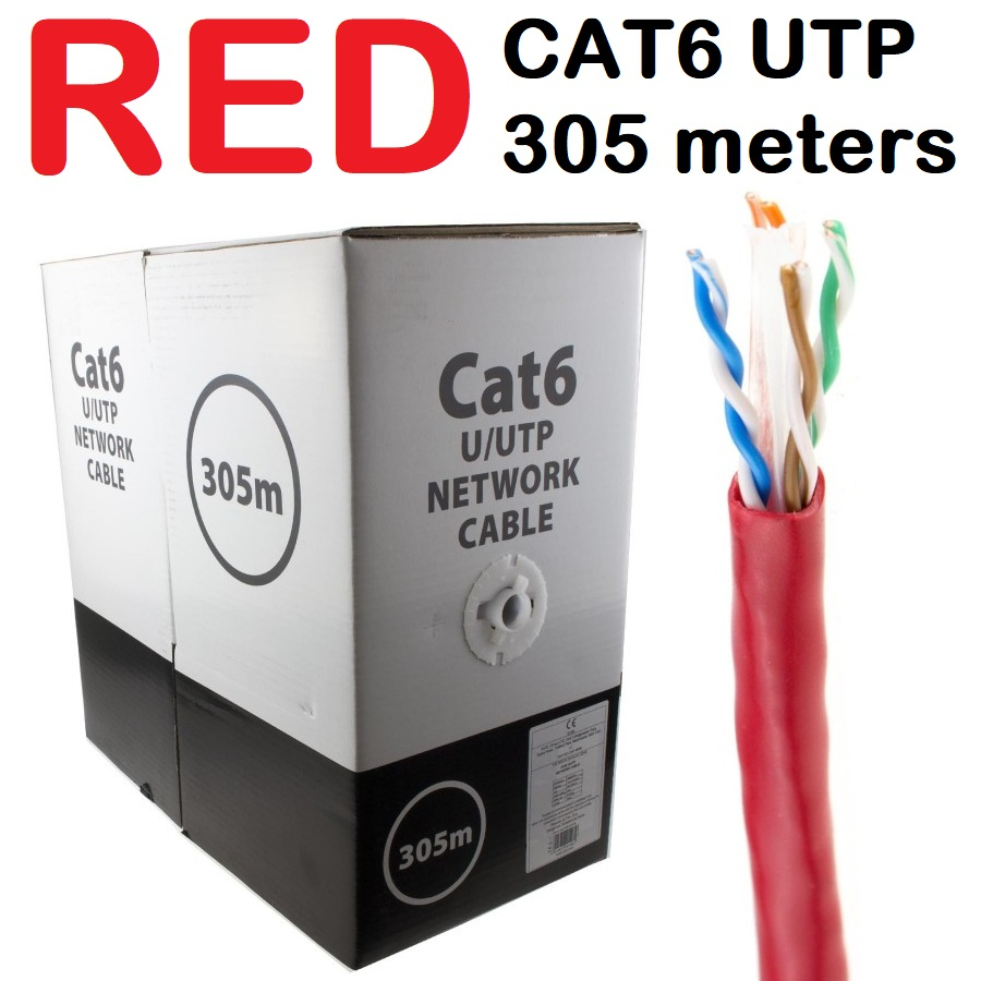 RED Cat 6 Cable UTP Unshielded AWG23 Data LAN Cable Cat6 305 meters ...