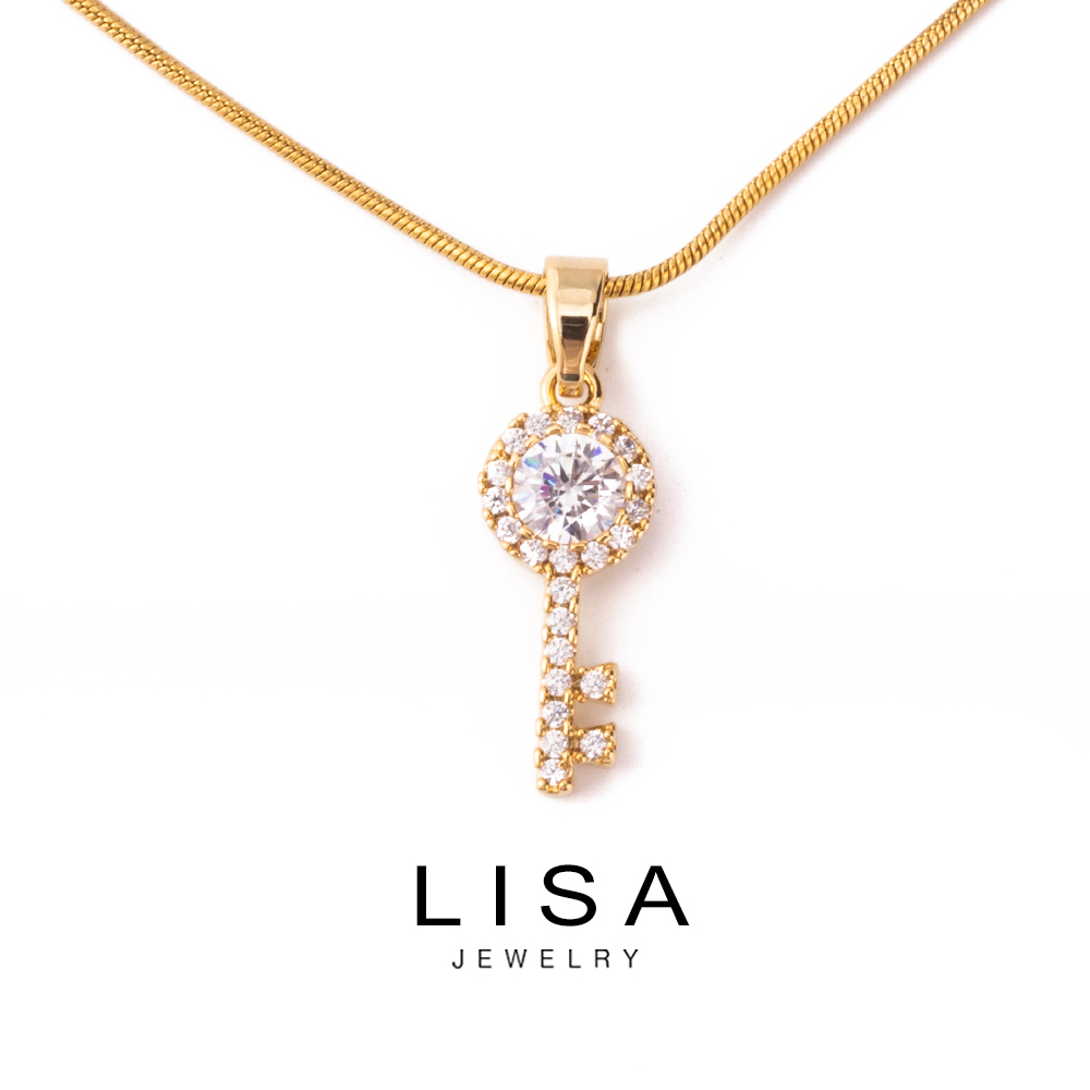 lisa jewelry 18K Gold Necklace Small Key Pendant Necklace 237n | Shopee ...