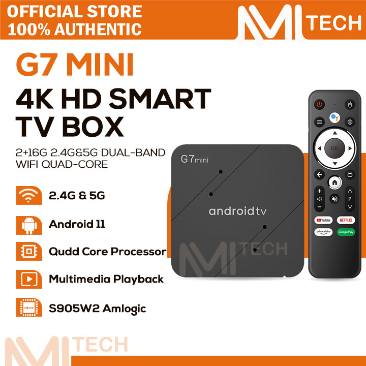 G7 TV Box Mini 4K 2+16G 2.4G&5G dual-band WiFi quad-core Android 11 BT ...