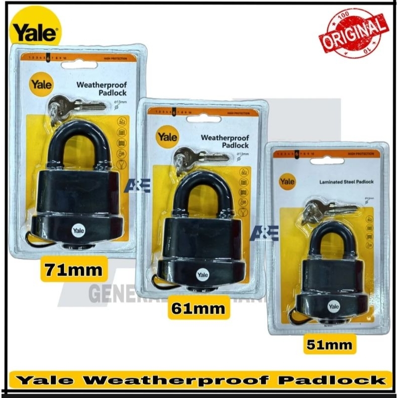 Yale Laminated Weather Proof Padlock #Y220 51mm , 61mm , 71mm | Shopee ...