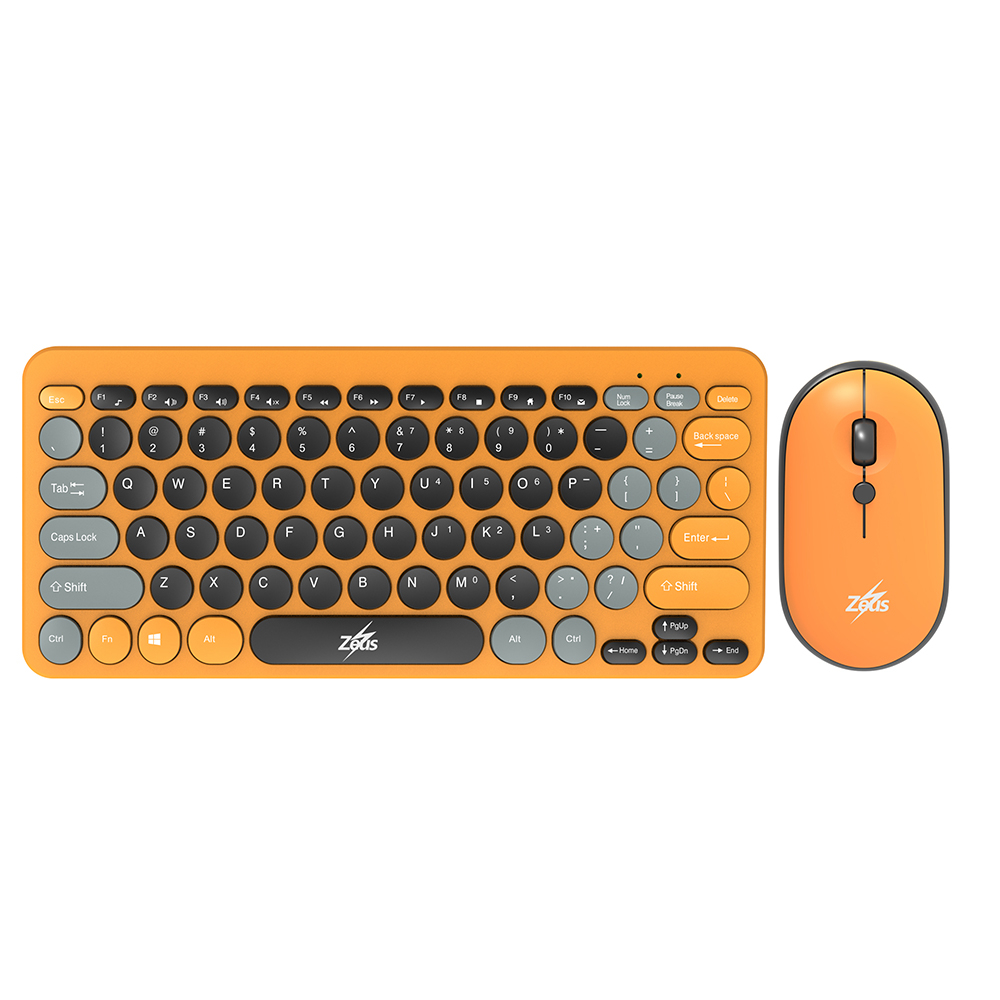 Zeus GK-500 Wireless Keyboard and Mouse 2.4GHz Wireless Retro Cute Slim ...