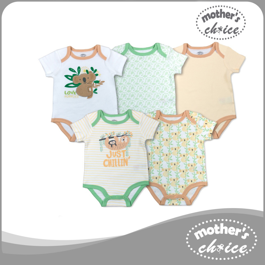 Mother's Choice 5 Pack Short Sleeve Onesie (Just Chillin/It2488 ...