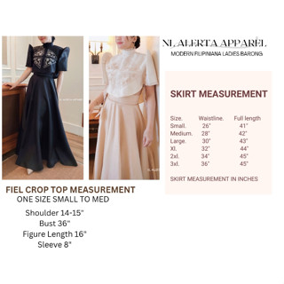 MODERN FILIPINIANA CROP TOP BARONG AND SKIRT FOR WOMEN (INDIVIDUAL ...