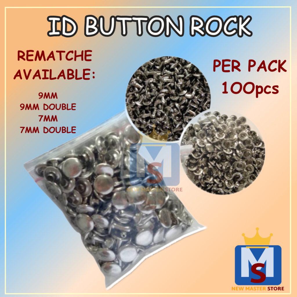 1 PACK / 100 PAIRS BUTTON LOCK / REMATCHE FOR ID SLING 9MM & 7MM DOUBLE ...
