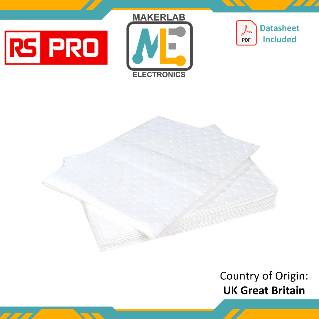 RS PRO Pad Spill Absorbent for Oil Use, 18 L Capacity, 20 per Pack ...