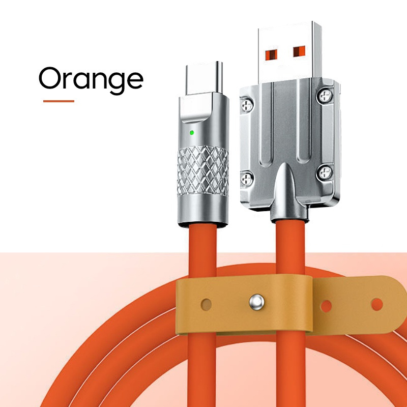 6A SUPER FAST SILICONE CABLE CHARGER QUICK CHARGE ORANGE | Shopee ...