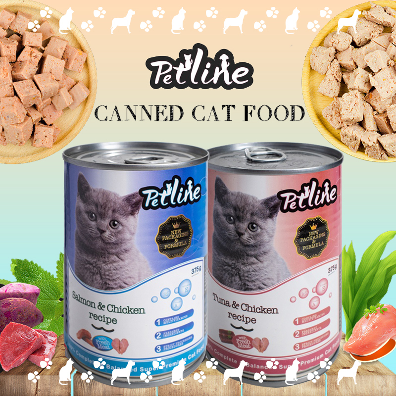 Petline Cat Food Canned 425g Cat Wet Food 85g Salmon/Chicken/Tuna Organic Grain Free Recipe ...
