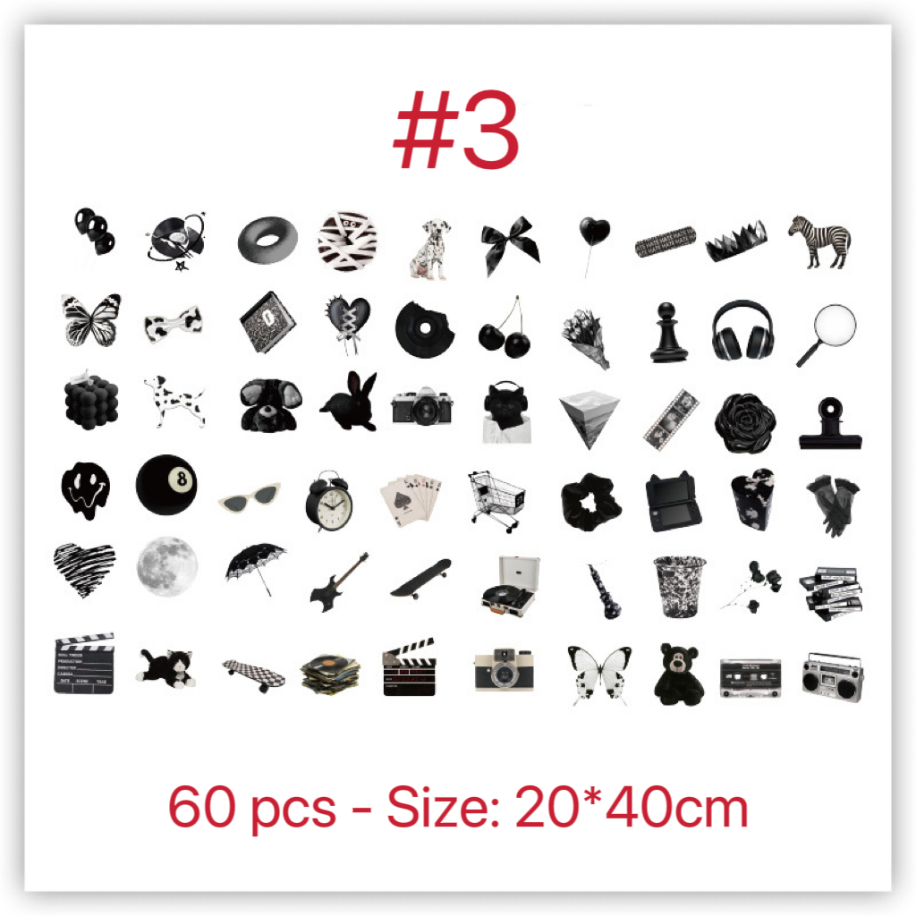 60 pcs sticker pack creative children's handbook stickers cute retro ...