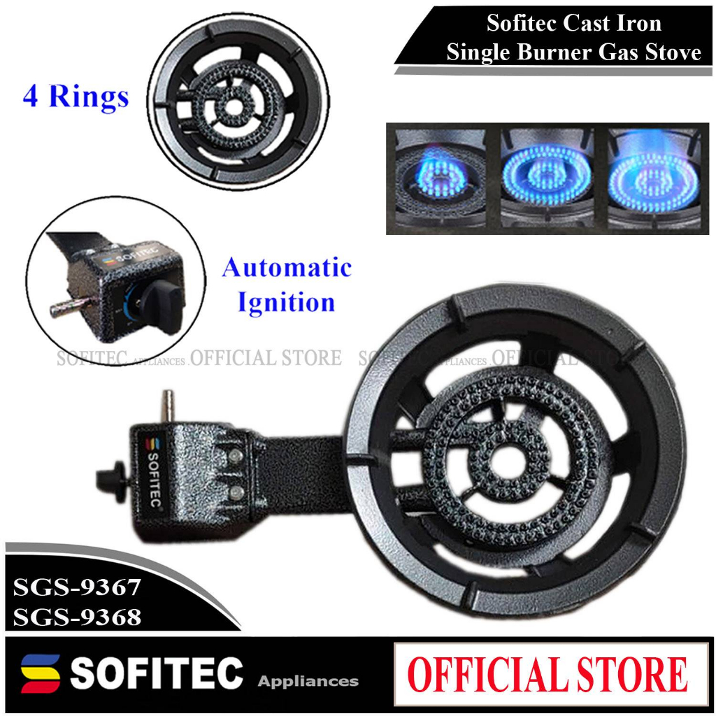 SOFITEC SINGLE BURNER CAST IRON GAS STOVE (SGS-9367, SGS-9368) | Shopee ...