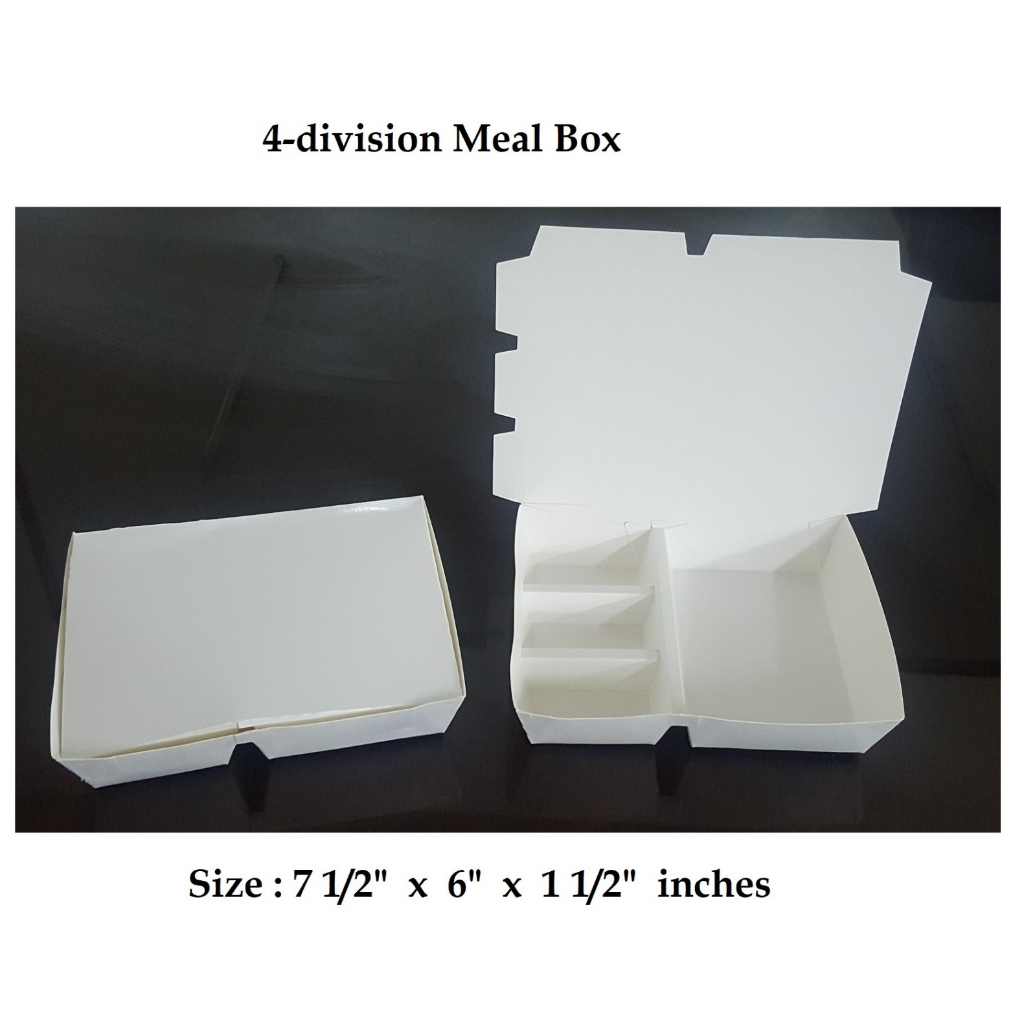 4-Division PE Coated Food Box / Meal Box / Bento Box (50pcs) | Shopee ...