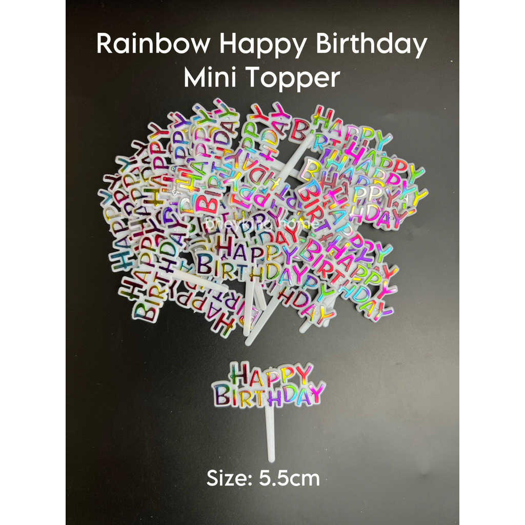 100pcs Happy Birthday & Merry Christmas Mini Topper HBD sticks picks ...