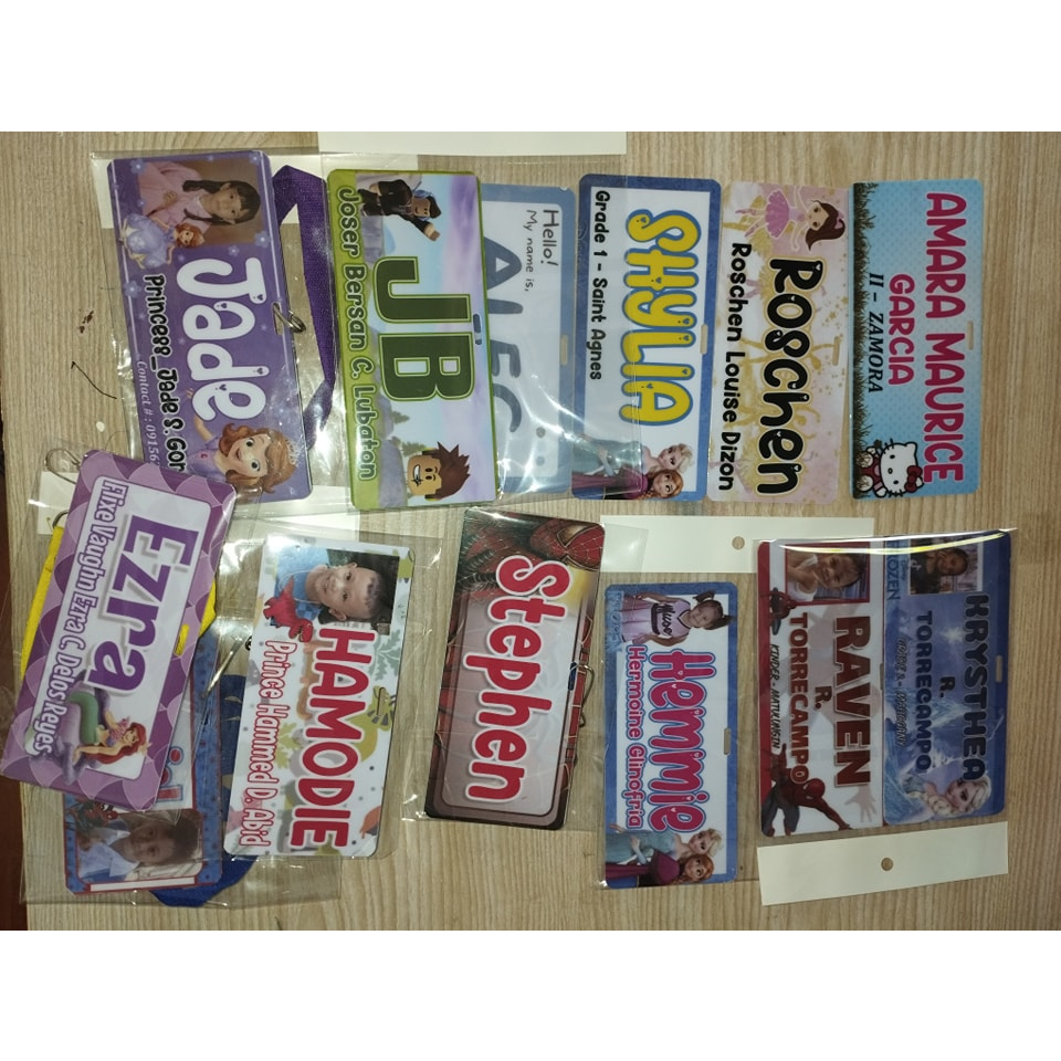 GIRL DESIGNS - PVC Name plate - Name Tags back to back Student ...