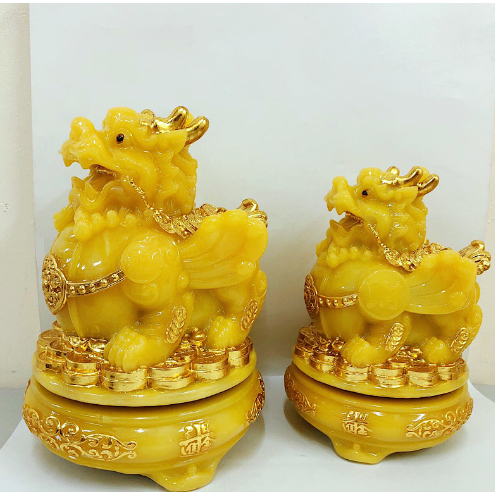 Fengshui Rotating Yellow Jade Piyao Pi Yao on Money Coin and Ingot ...