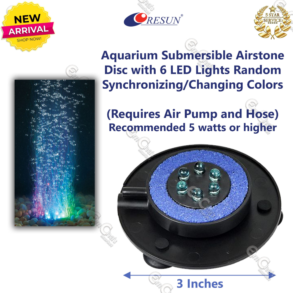 Resun Led Bubble Ring Bd06C Aquarium Submersible Light with Airstone ...