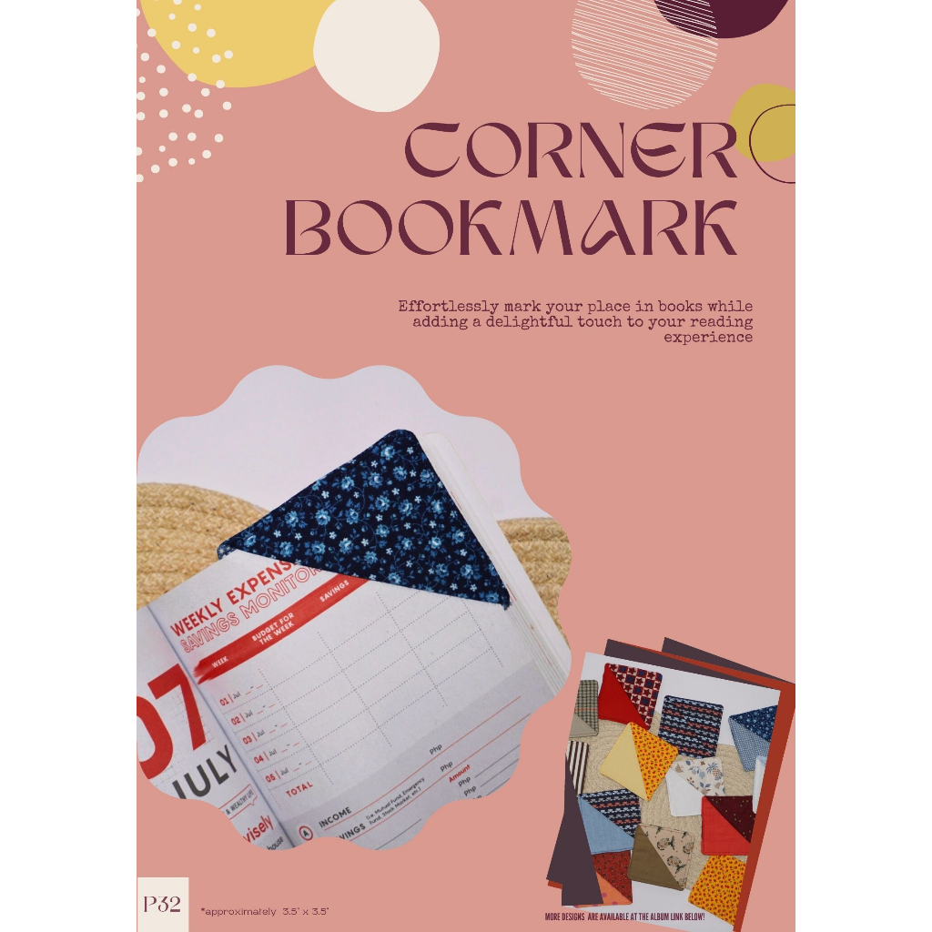 Handmade Fabric Corner Bookmark Perfect for Books, Journal, Diary ...