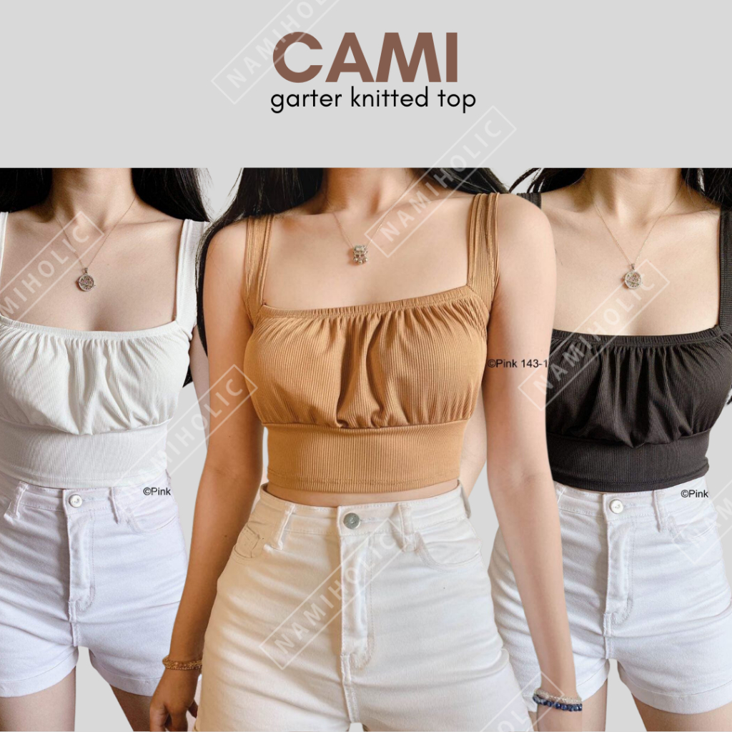 Namiholic Cami Garter Crop Top I Knitted Fabric I XS to SMALL | Shopee ...