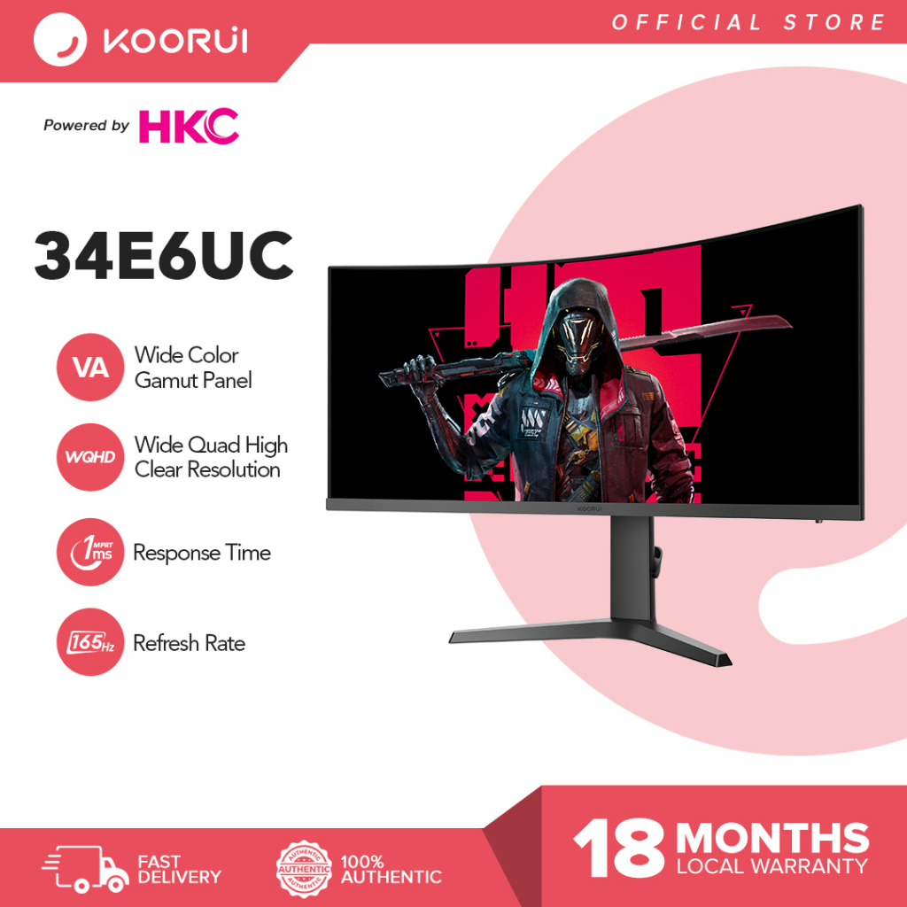 KOORUI 34E6UC Powered by Hkc 165HZ / 32E6QC 31.5 VA QHD 170HZ Gaming ...