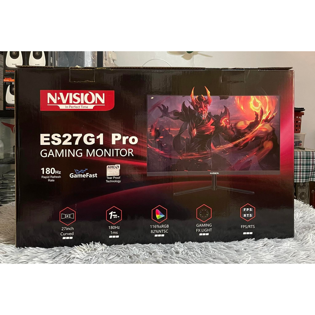 NVISION ES27G1 PRO 27" FHD @ 180HZ CURVED GAMING MONITOR RGB BACKLIGHT ...