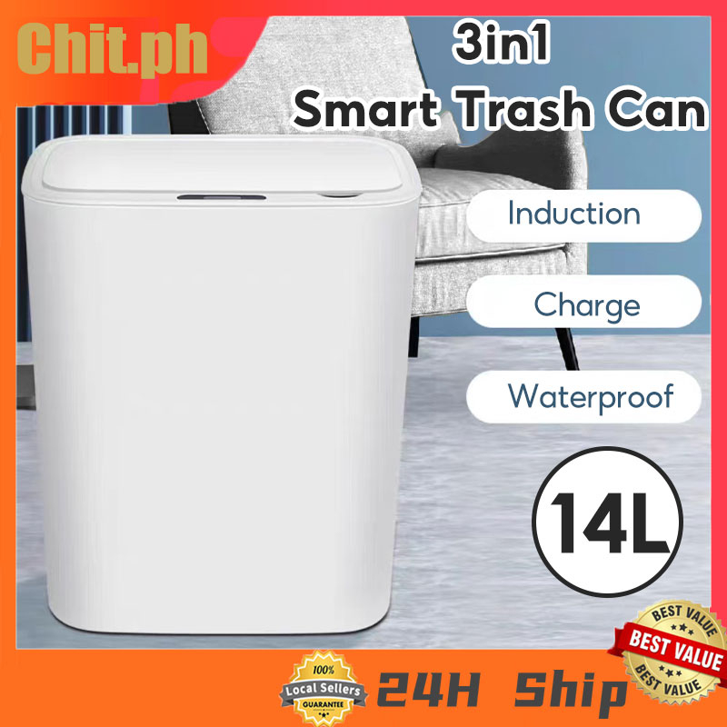 CHIT Automatic Smart Kitchen Bedroom Trash Can with Cover Wireless ...
