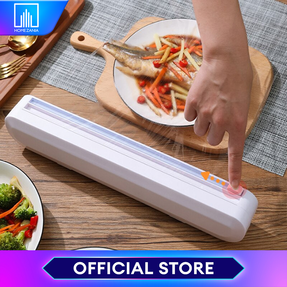 Home Zania Cling Film Plastic Food Wrap Cutting Dispenser with Slide ...