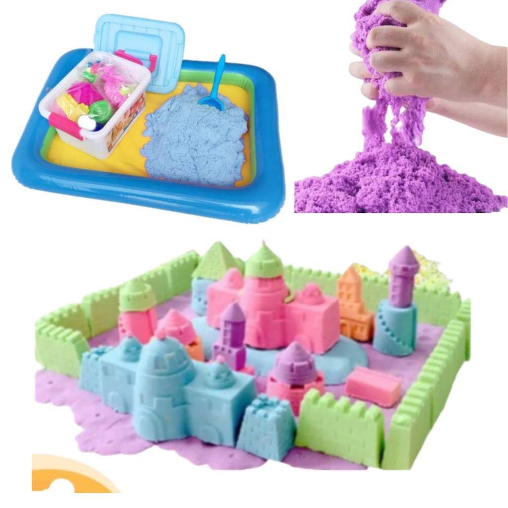 TFL 1kg Fun Sand Playset with up to 60PCS Molds and Inflatable Pool ...