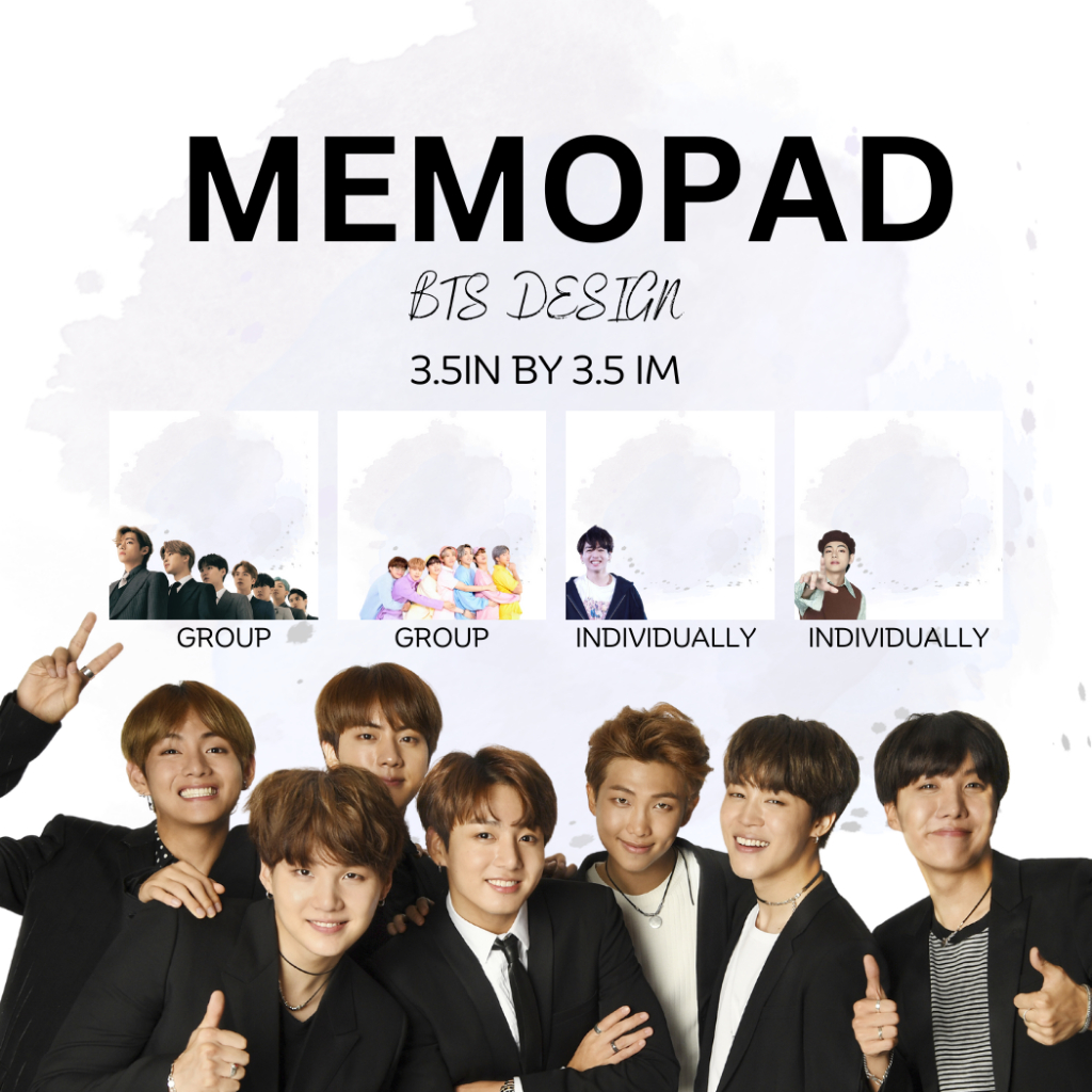 BTS MEMO PAD PRINTED IN 70 GSM PAPER | Shopee Philippines
