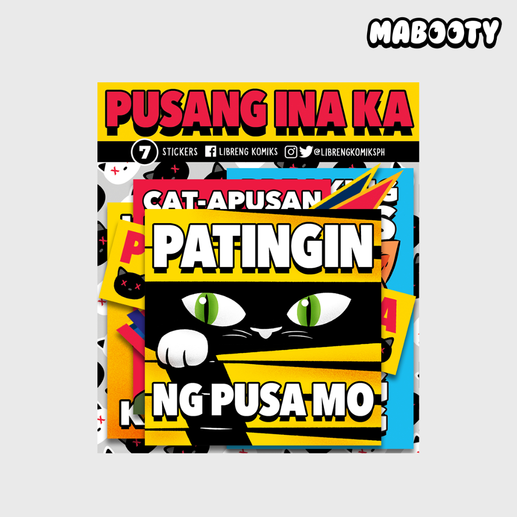 PUSANG INA KA - 7 PCS. CAT Die-cut Laminated Stickers | Mabooty ...