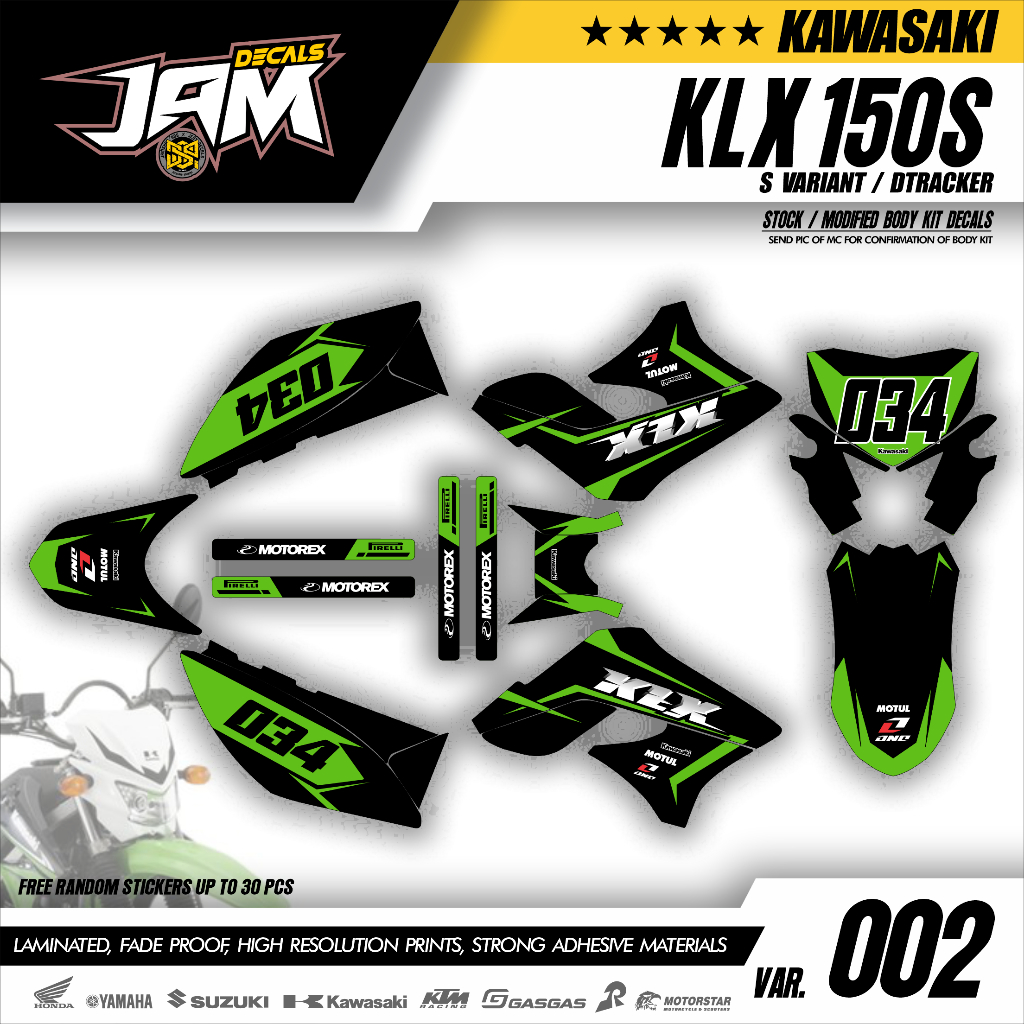 KLX 150S / D'Tracker Kawasaki Full Decals w/ FREE RIM STICKER | Shopee Philippines