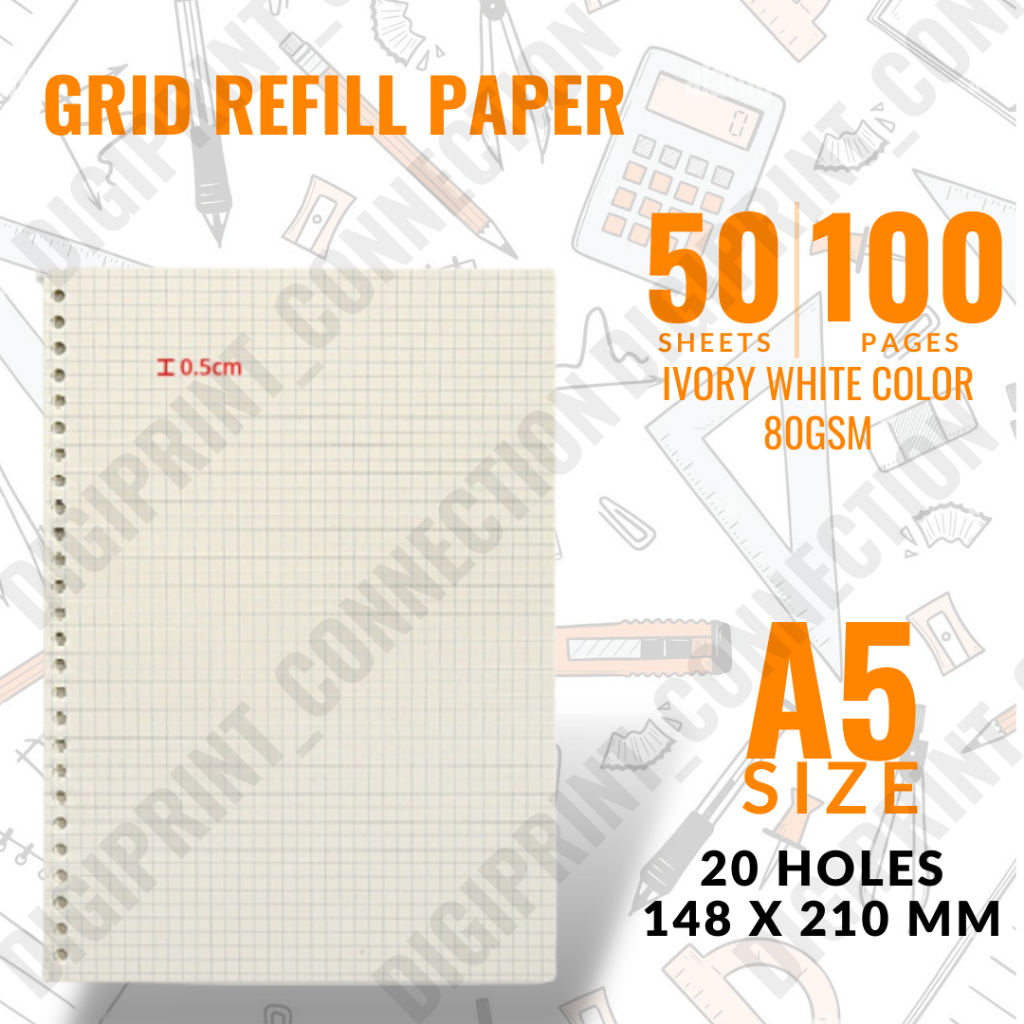 DIY Notebook 30 Holes Binder Ring Inner Refill Paper A5 / B5 / A4 loose ...