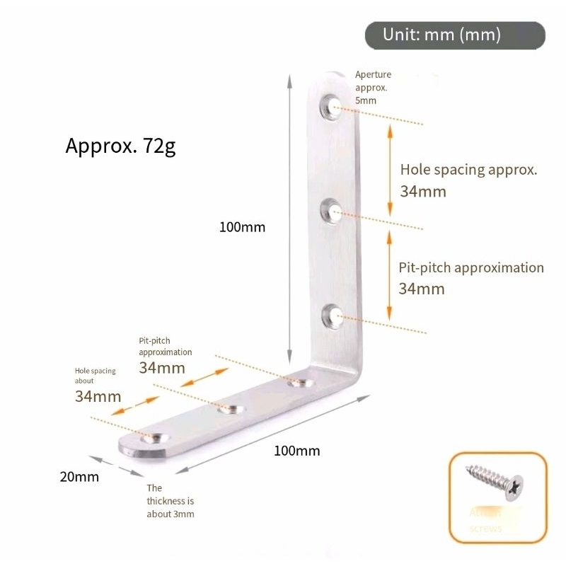 STAINLESS Angle Bracket Corner 90 Degrees L-Type Angle Bracket ...