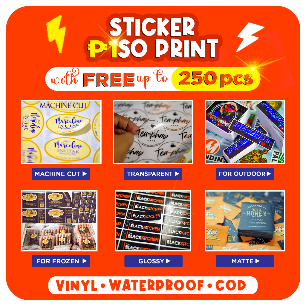 PISO PRINT STICKER LABELS water proof sticker | Shopee Philippines